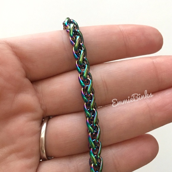 Jewelry | New Vibrant Stainless Steel Oil Slick Holographic Chain ...